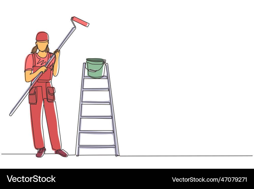 Single Line Painter Woman Royalty Free Vector Image