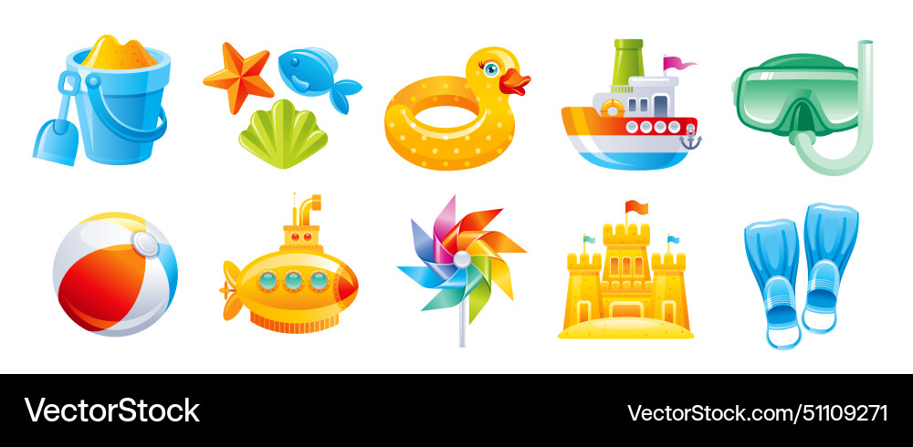 Summer Beach Toys 3D Render Royalty Free Vector Image