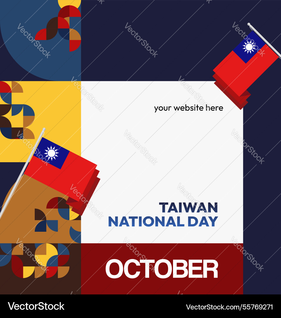 Taiwan double tenth day celebration banner full Vector Image