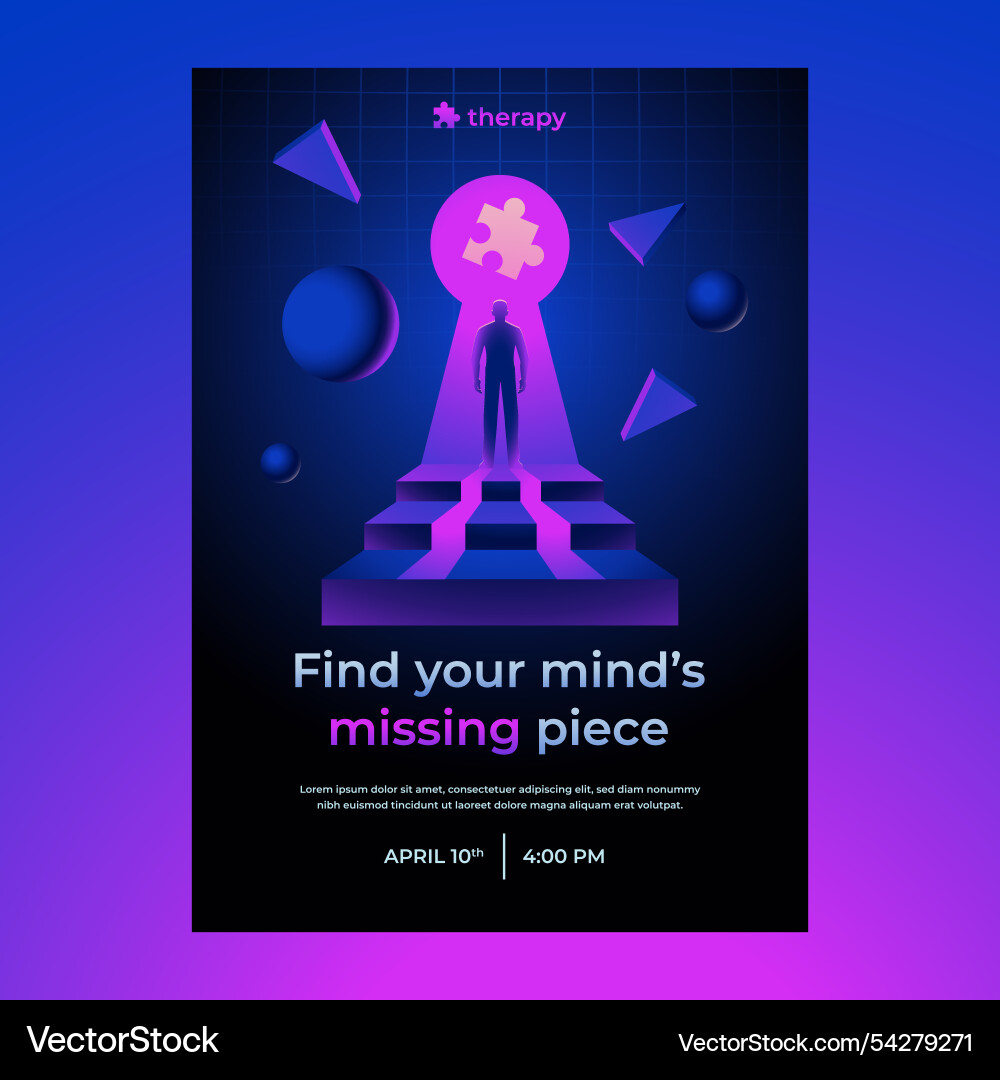 Therapy event poster with puzzle keyhole design Vector Image