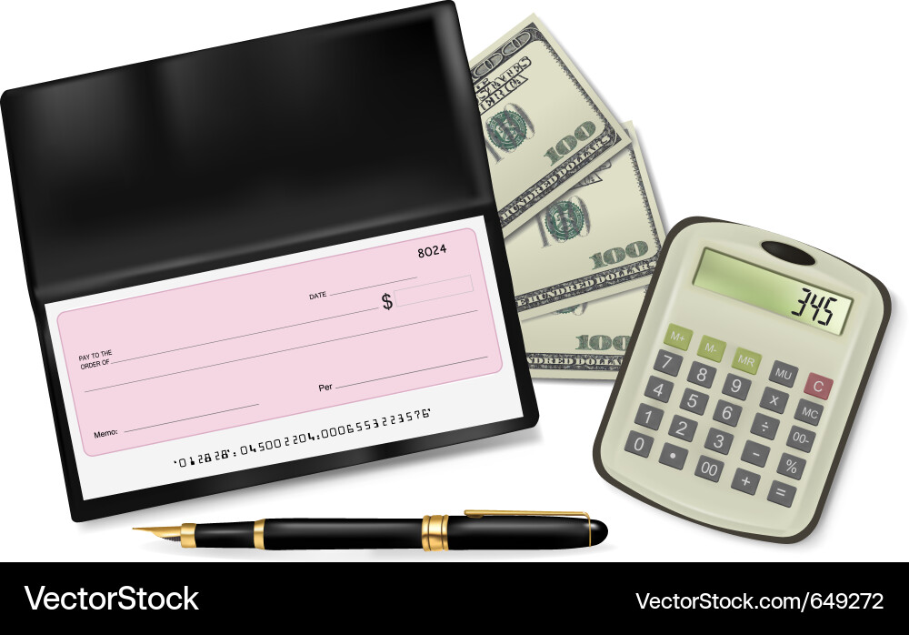 Black checkbook Royalty Free Vector Image - VectorStock