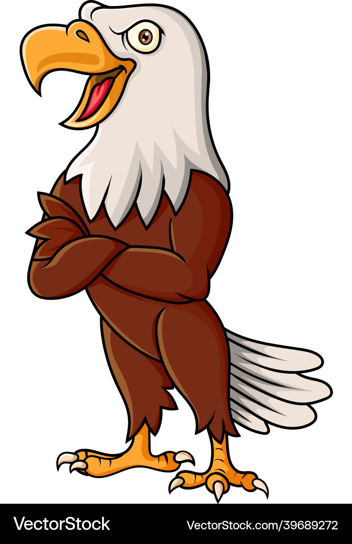 Cartoon eagle posing on white background Vector Image