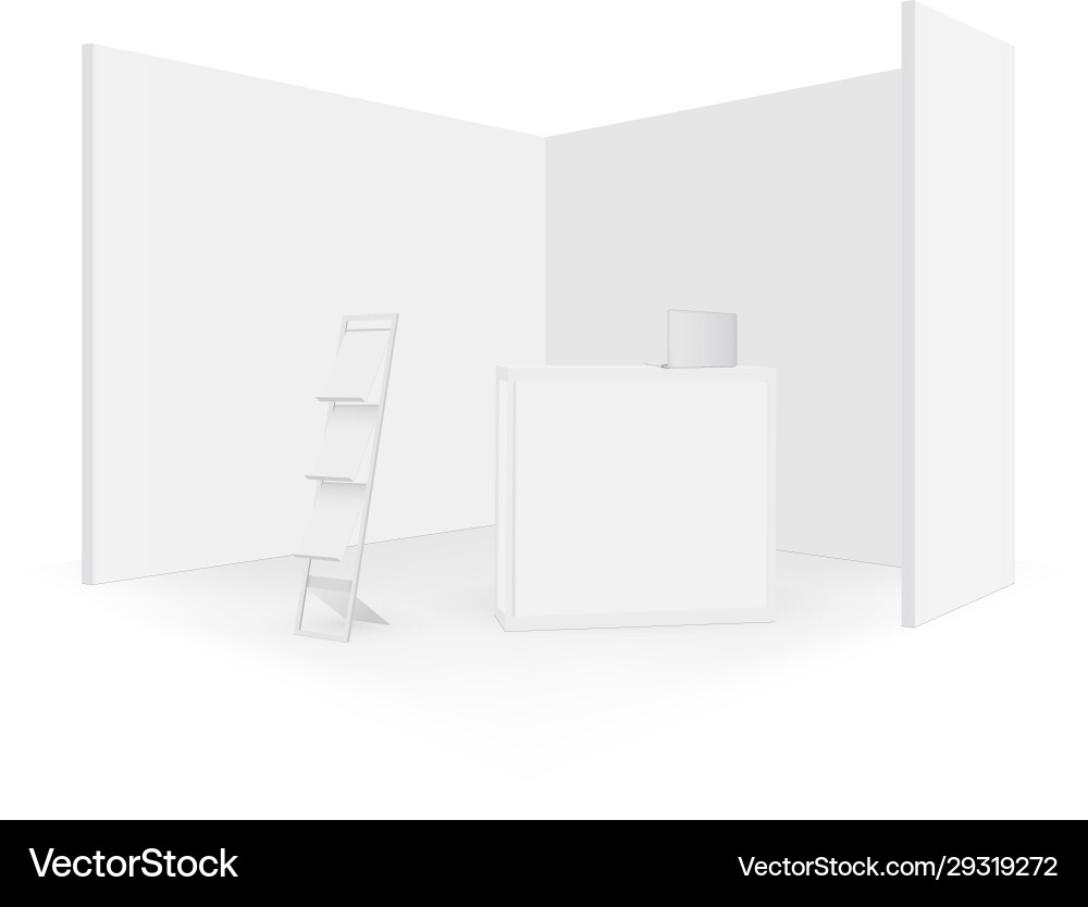 Exhibition Booth Mockup - Table & Laptop Display