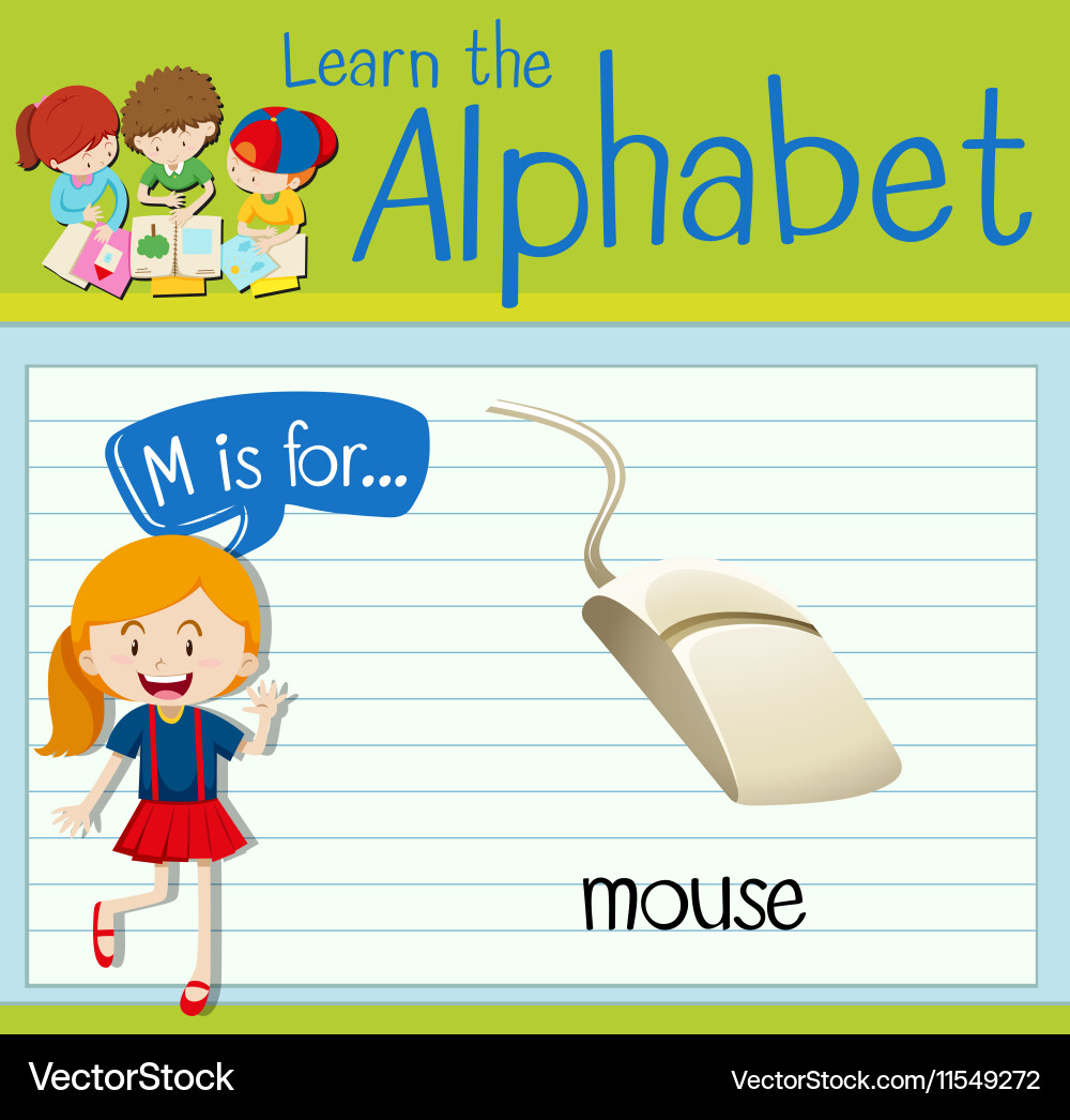 Flashcard letter m is for mouse Royalty Free Vector Image