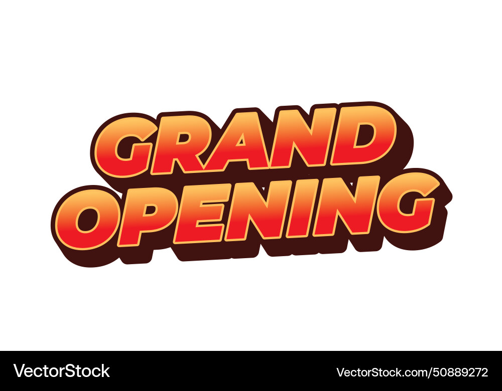 Grand opening text effect in red orange color Vector Image
