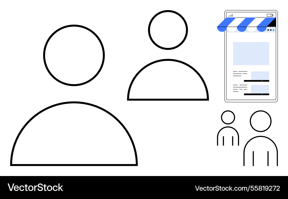 Online storefront with customer profile icons Vector Image