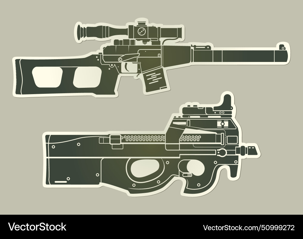 P-90 and as vall sticker Royalty Free Vector Image