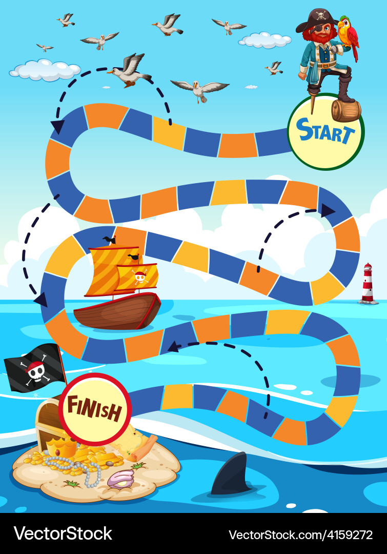 Pirate Treasure Board Game Royalty Free Vector Image