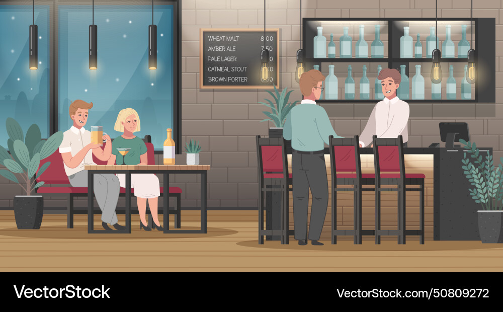 Restaurant interior cartoon Royalty Free Vector Image