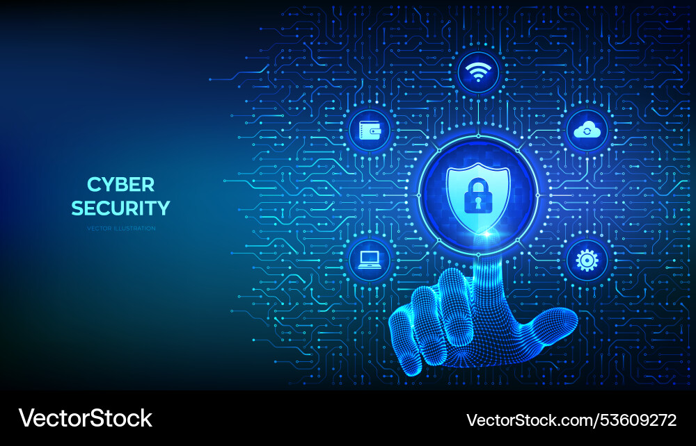 Security shield cyber security shield with lock Vector Image