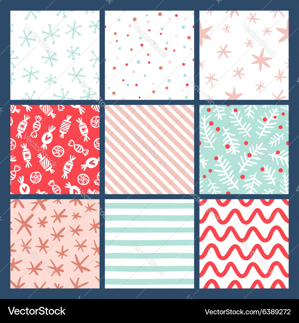 Winter holidays seamless patterns collection Vector Image