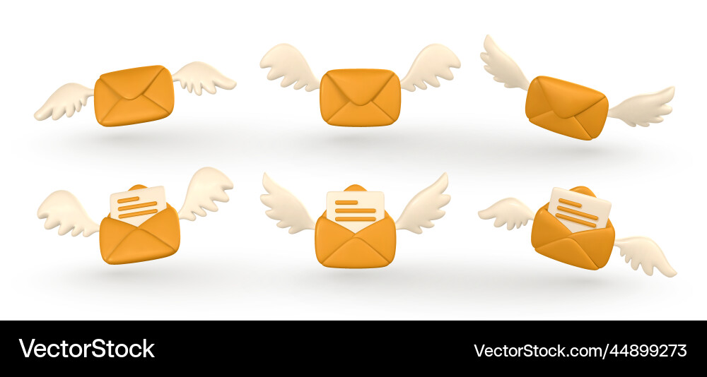 3d realistic flying mail envelope with wings Vector Image