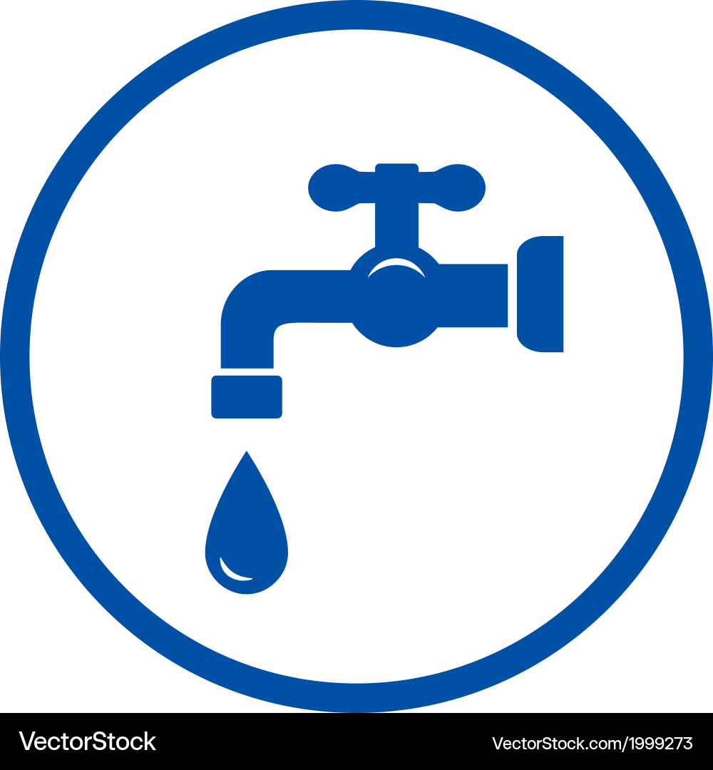 Blue icon with faucet and drop Royalty Free Vector Image