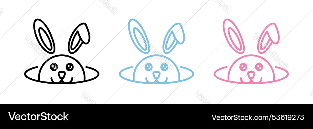 Bunny in hole icon set rabbit inside Royalty Free Vector