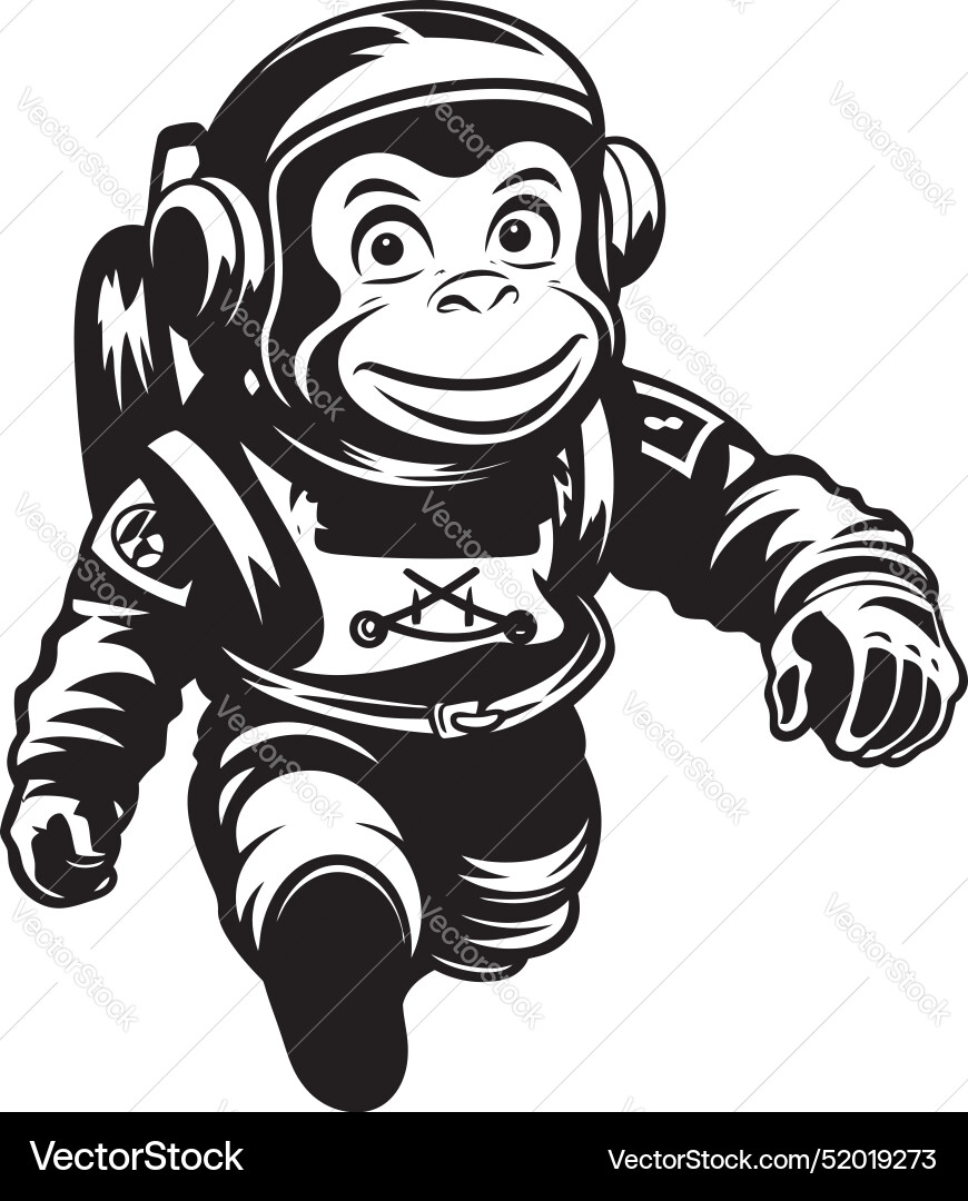 Cosmic monkey explorer graphic design spacefaring Vector Image