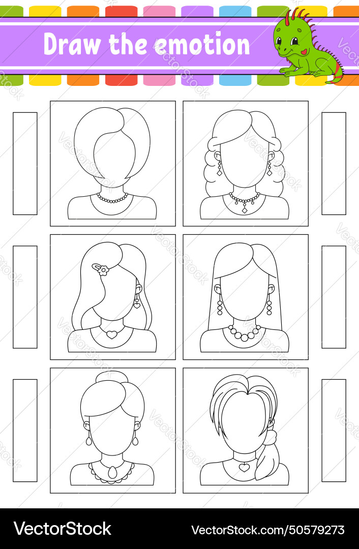 Draw the emotion worksheet complete face Vector Image