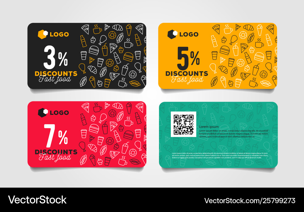 Fast Food Discount Card Template – Royalty-Free Vector | VectorStock