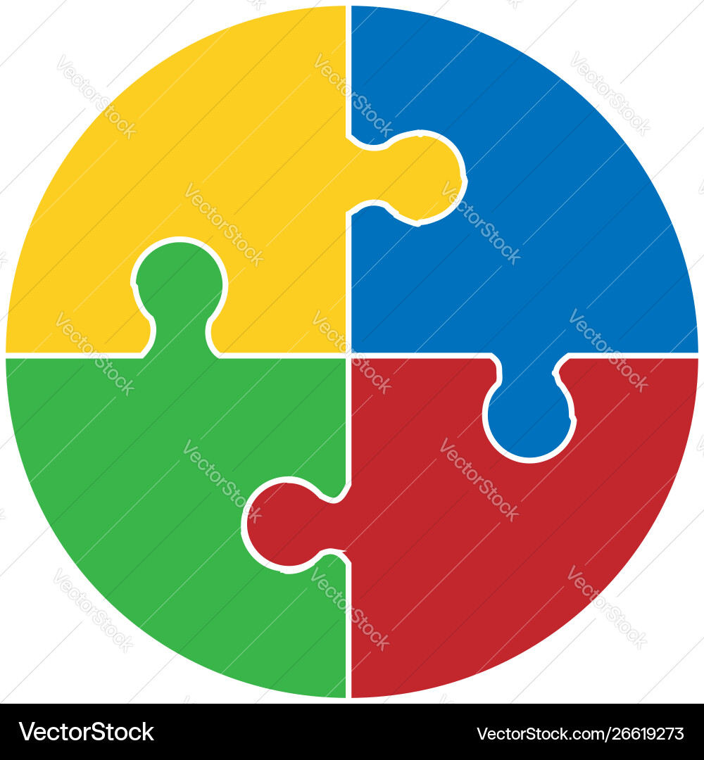 Four piece flat puzzle round infographic Vector Image