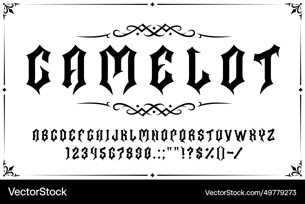 Gothic font retro medieval type tattoo typeface Vector Image