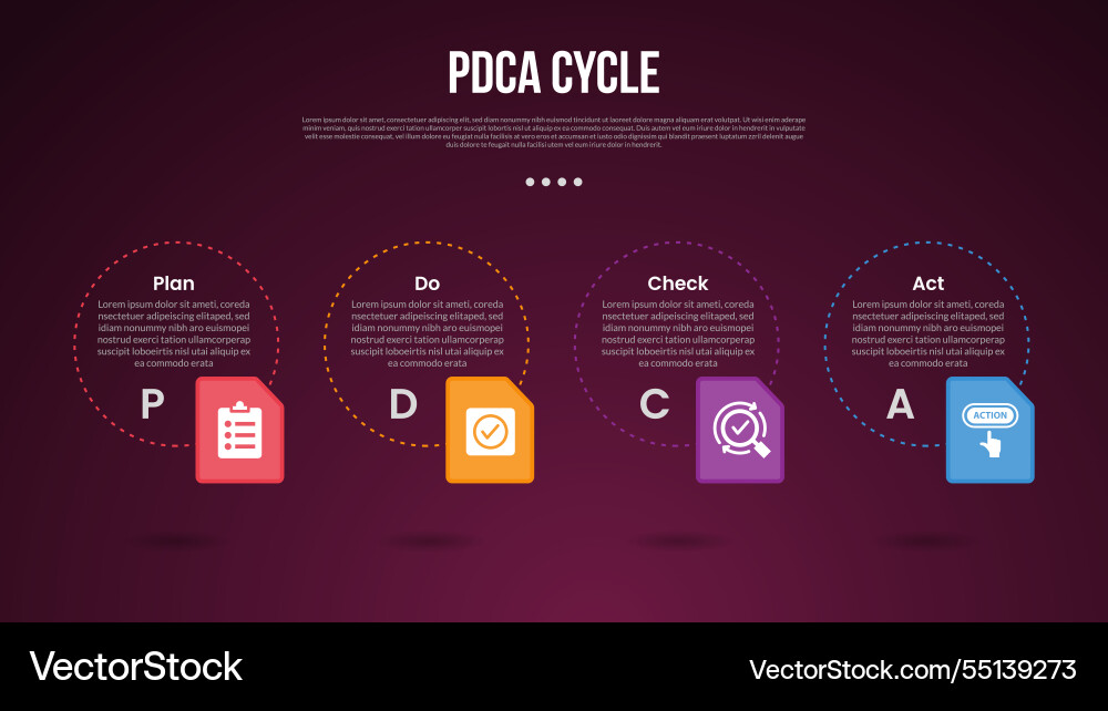 Pdca cycle infographic template with big outline Vector Image