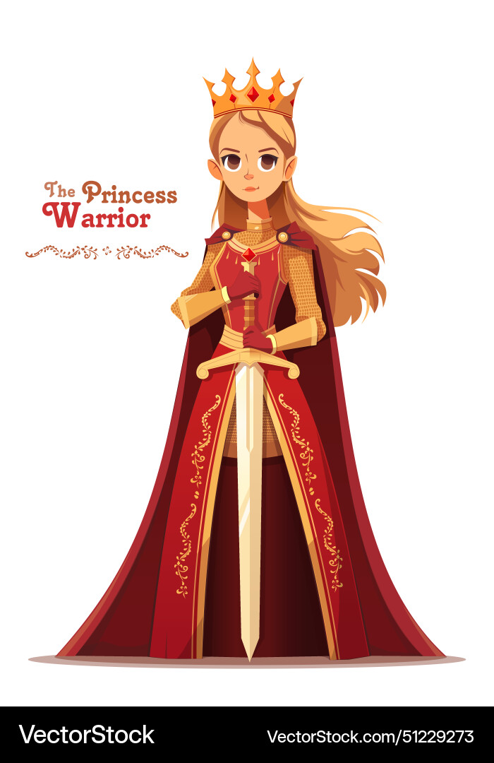 Princess warrior cartoon Royalty Free Vector Image