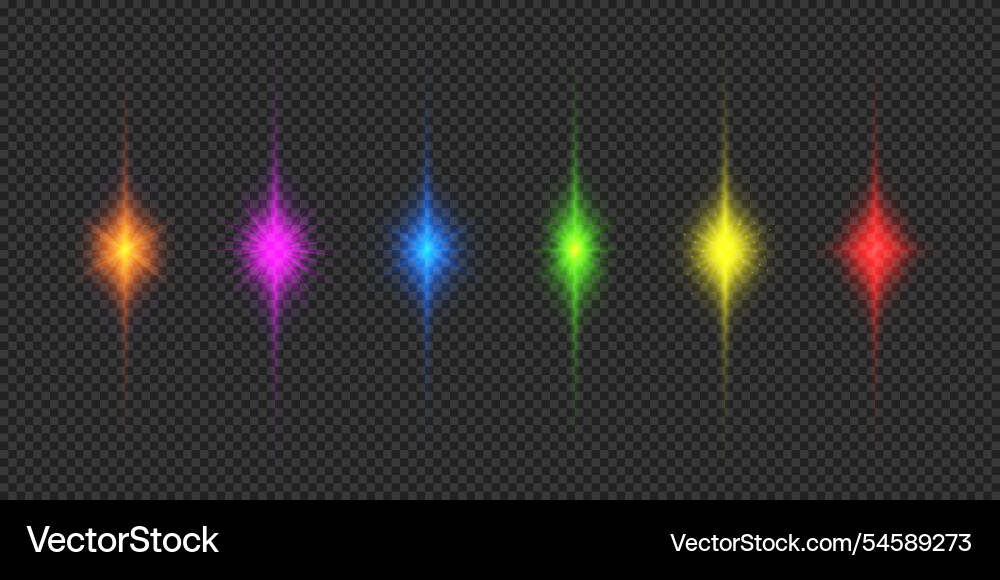 Set of multicolor light effects lens flares Vector Image