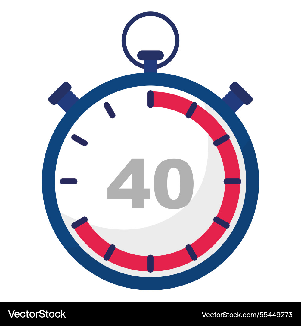 Stopwatch icon countdown timer number 40 focus Vector Image