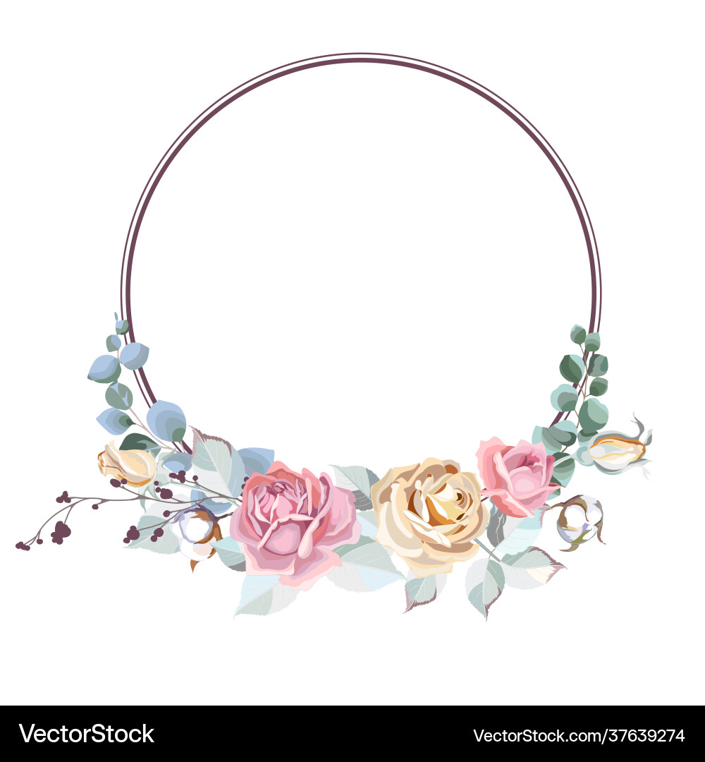 Circle frame with flowers Royalty Free Vector Image