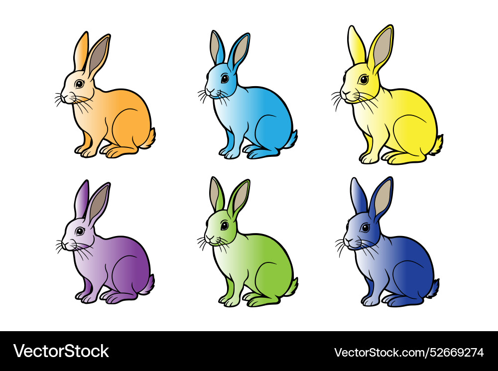 Colorful rabbit icon set Royalty Free Vector Image