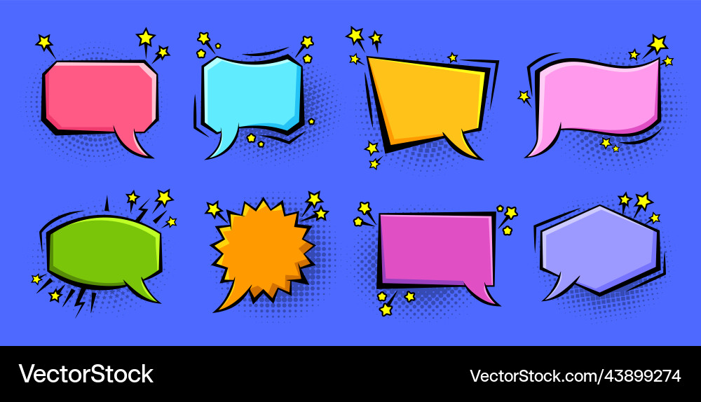 Comic epic speech bubbles pop art sketch text box Vector Image