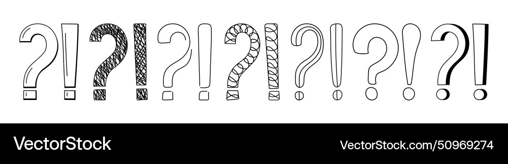 Doodle question and exclamation marks hand drawn Vector Image