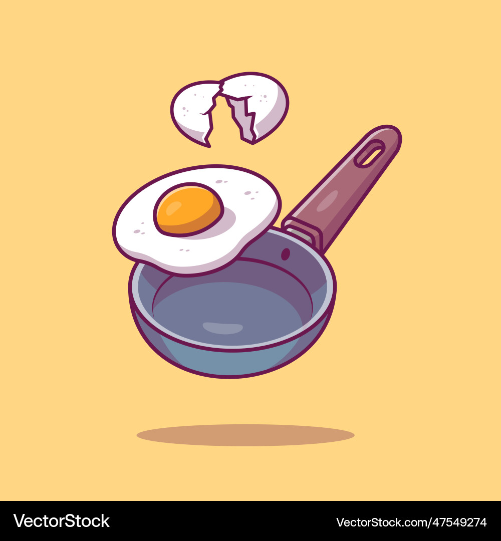 Frying pan and egg fried cartoon Royalty Free Vector Image