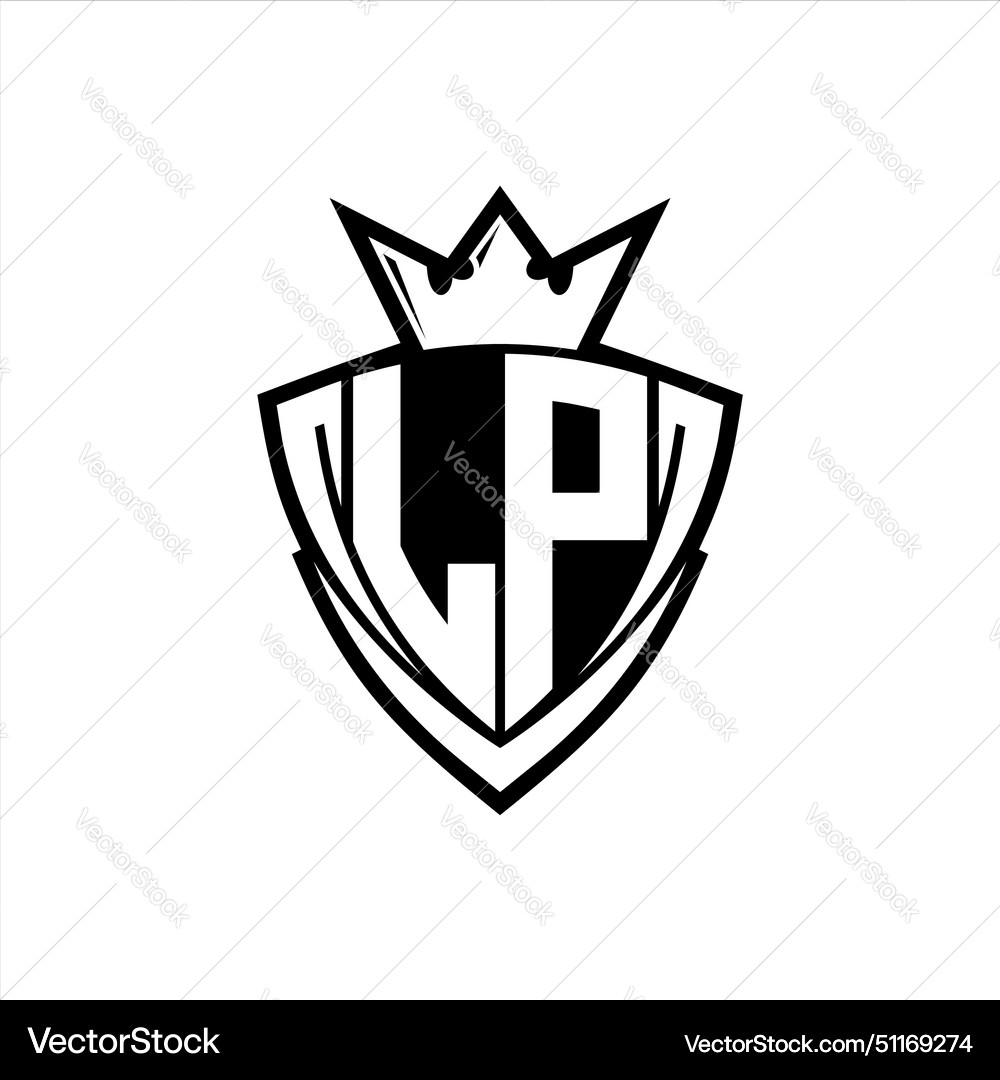 Lp letter logo with sharp triangle shield shape Vector Image