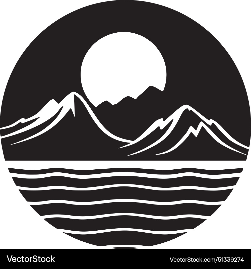 Ocean - black and white isolated icon Royalty Free Vector