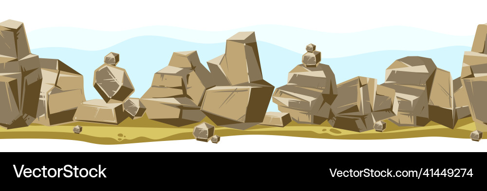 Rocky game background horizontal seamless ground Vector Image