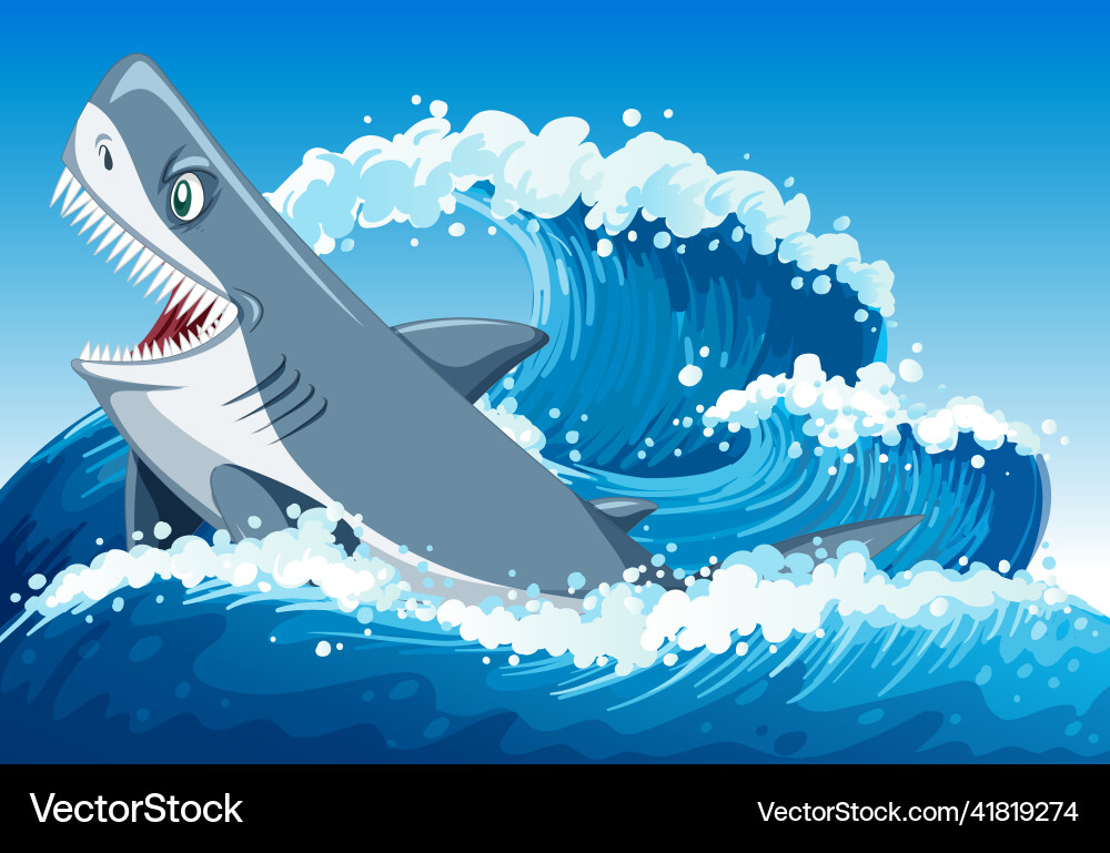 Shark attack concept with aggressive Royalty Free Vector