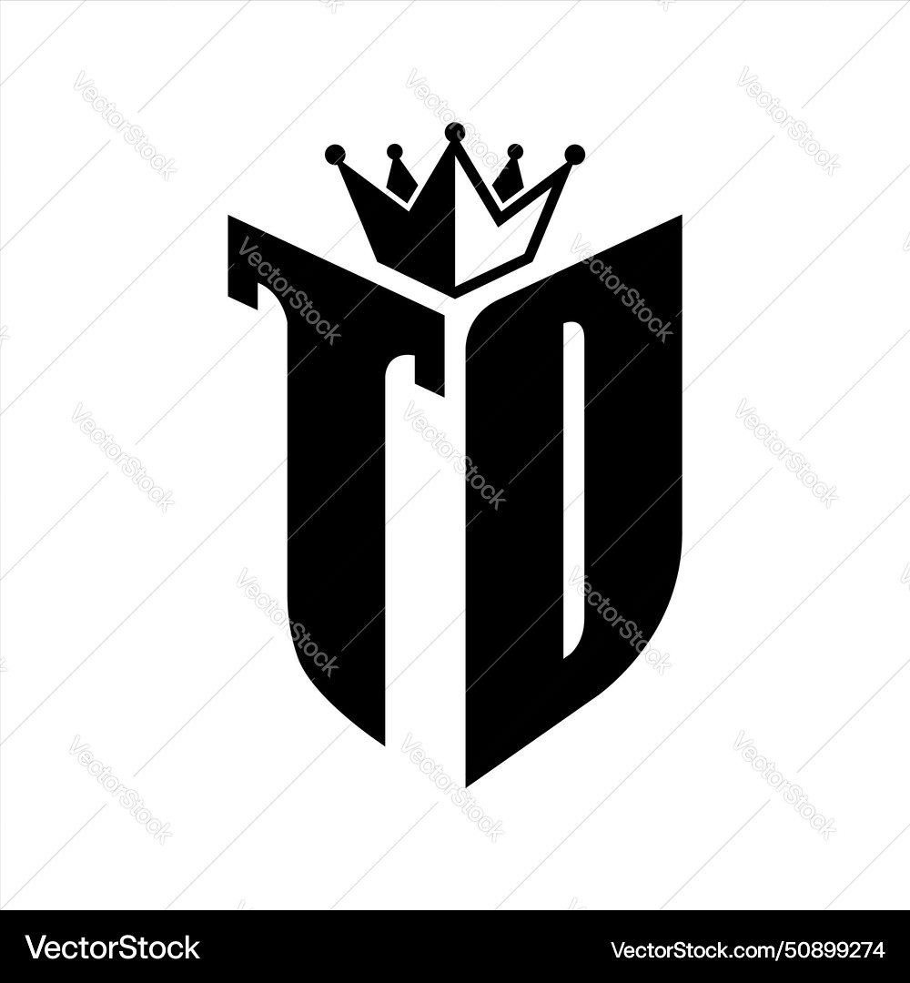 Td letter monogram with shield shape crown Vector Image