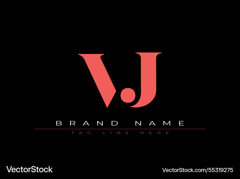 Abstract letter vj minimal logo design template Vector Image