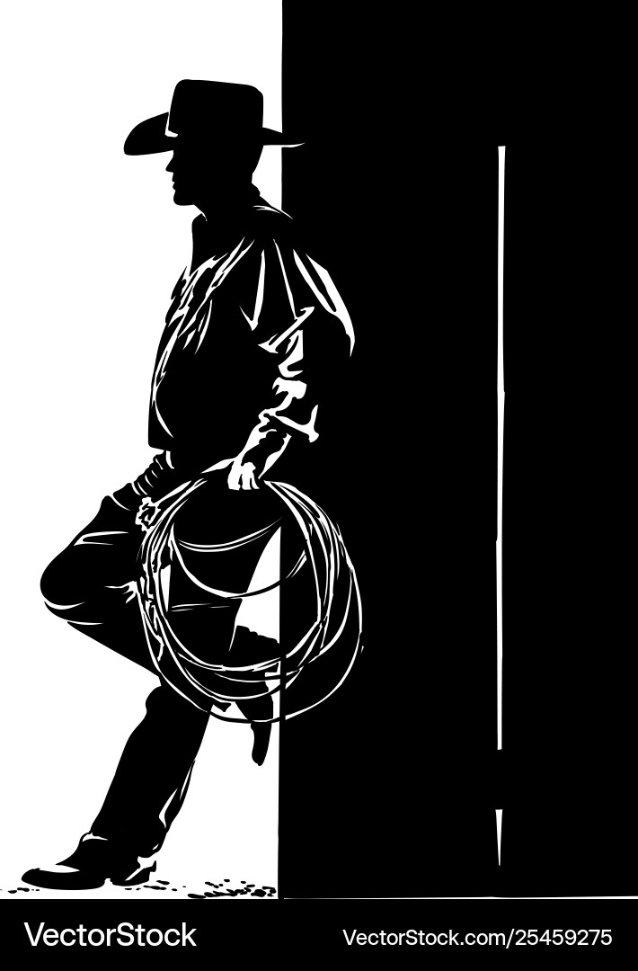 Cowboy Silhouette with Lasso Royalty Free Vector Image