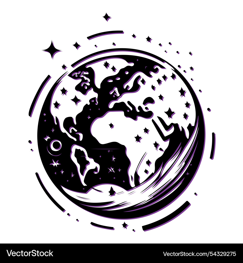 Earth globe with stars and space concept Vector Image