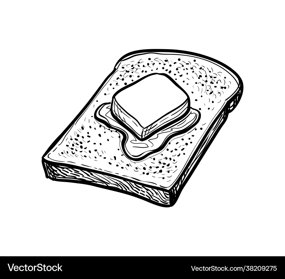 Ink sketch toast with butter Royalty Free Vector Image