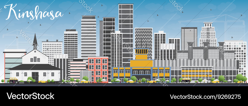 Kinshasa skyline with gray buildings Royalty Free Vector