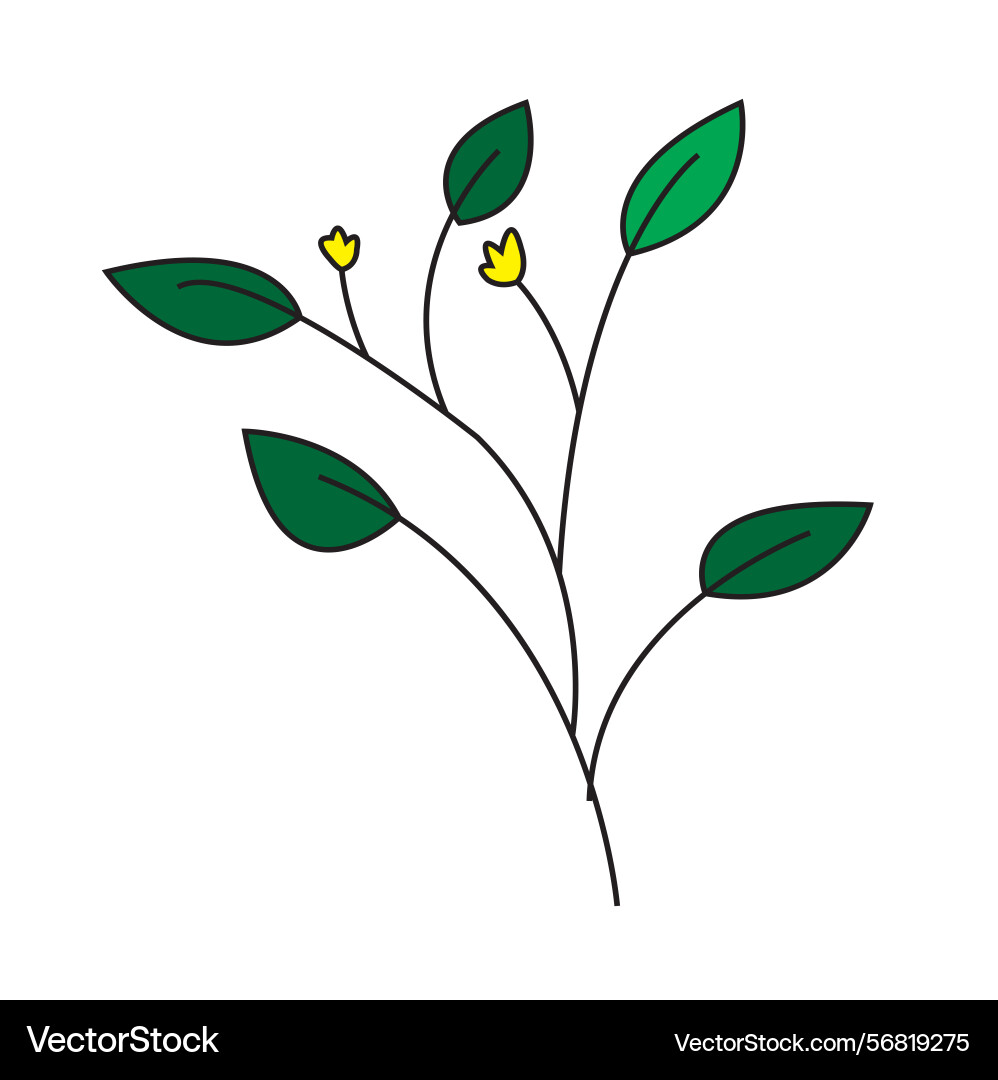 Minimalist leaf and flower sprig Royalty Free Vector Image