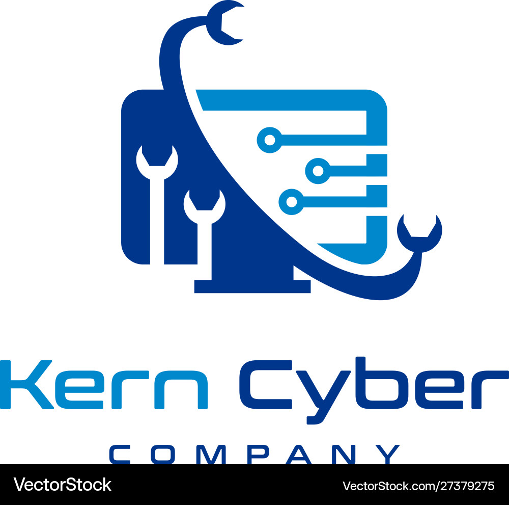 Monitor and computer repair logo design Royalty Free Vector