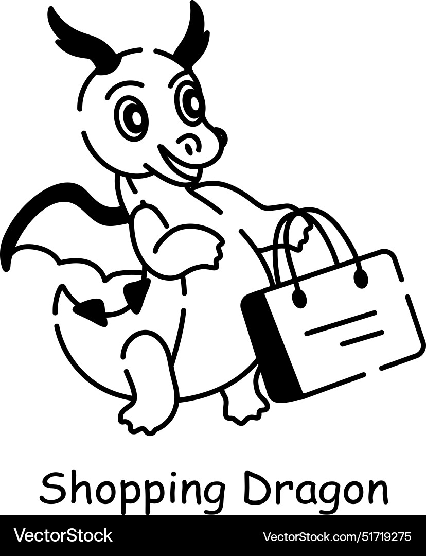 Shopping dragon Royalty Free Vector Image - VectorStock