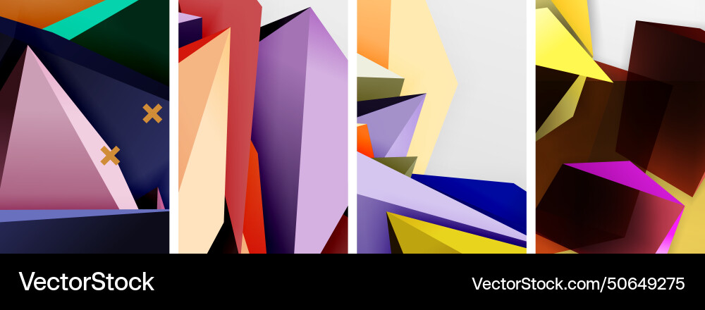 Trendy low poly 3d triangle shapes and other Vector Image