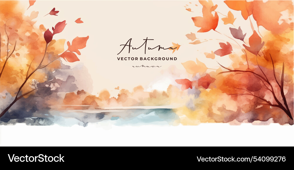 Abstract art autumn background with watercolor Vector Image