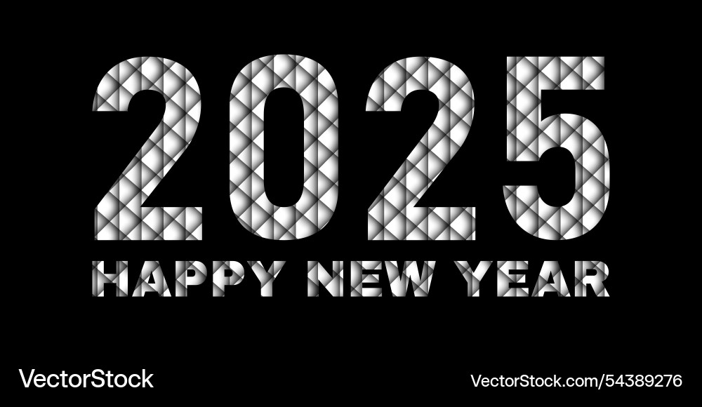 Black and silver 2025 happy new year design Vector Image
