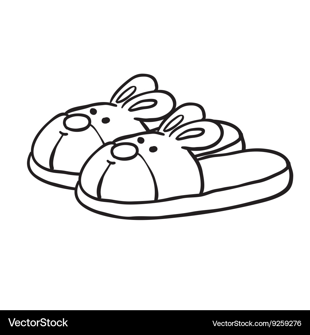Black and white bunny slippers Royalty Free Vector Image