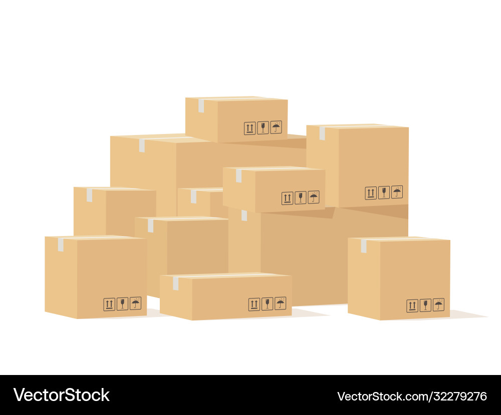 Cardboard Box Pile - Shipping & Delivery Vector Image